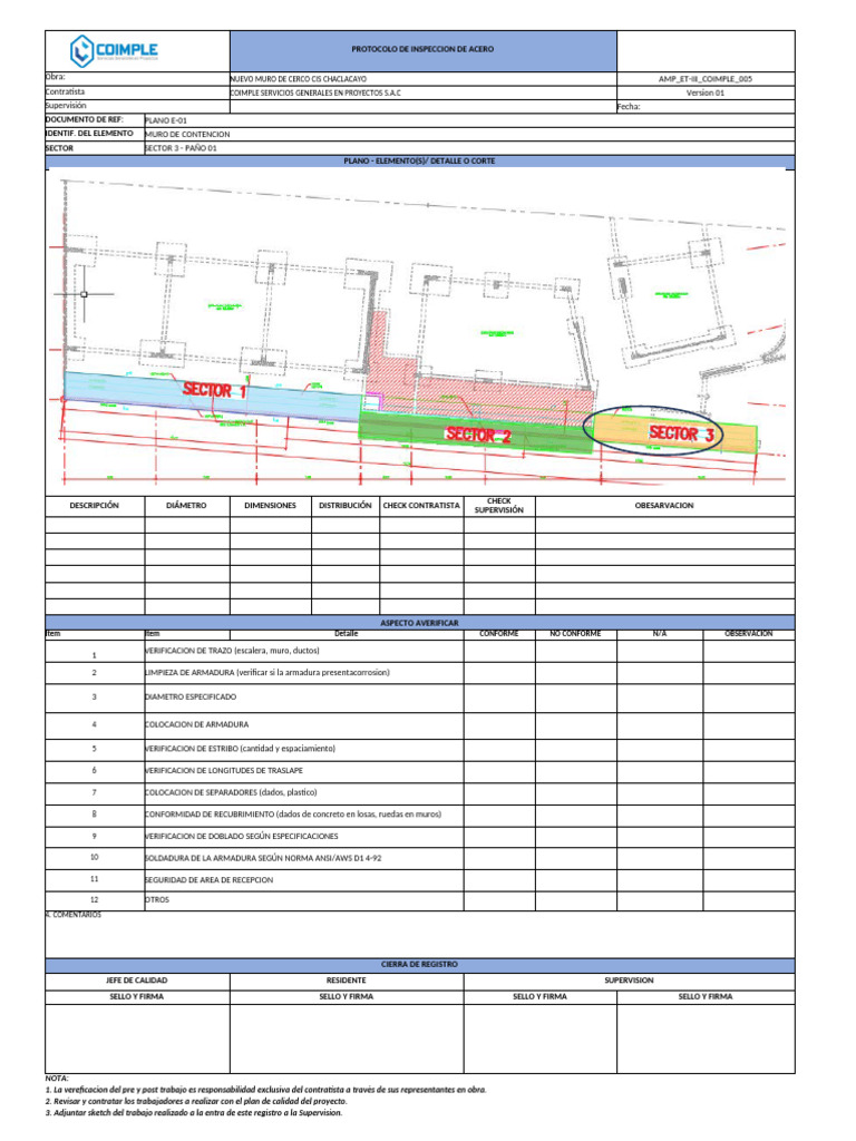 4. Protocolo Habilitacion y Colocacion de Acero | PDF
