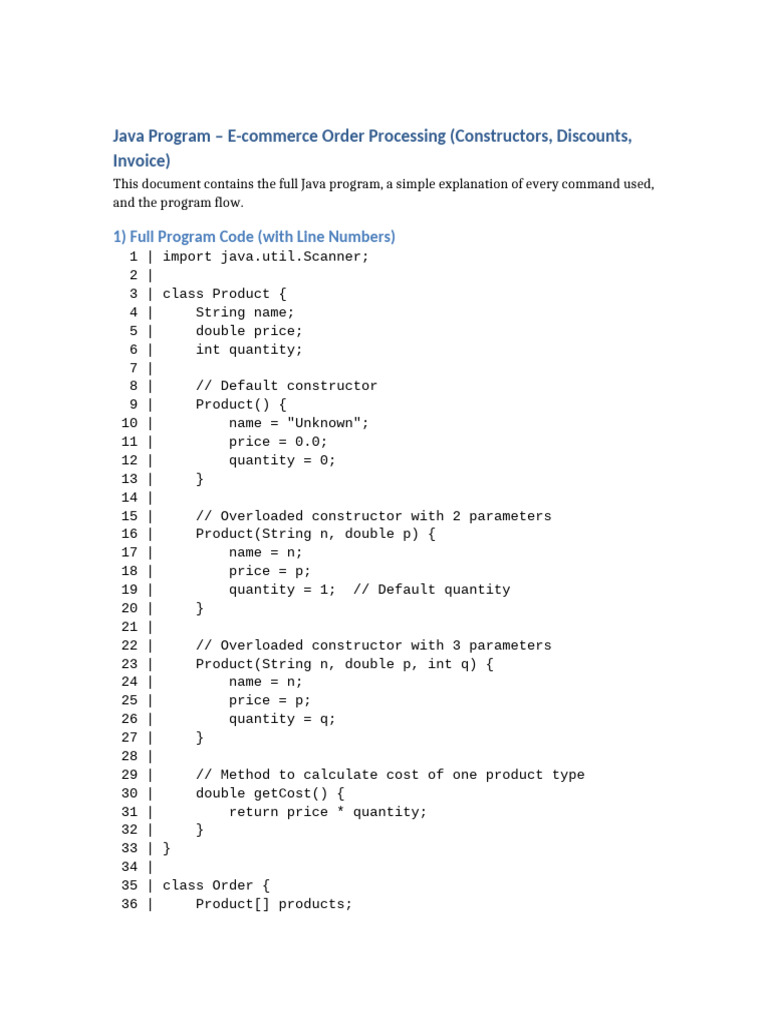Java E-commerce Order Processing System | PDF | Constructor (Object ...