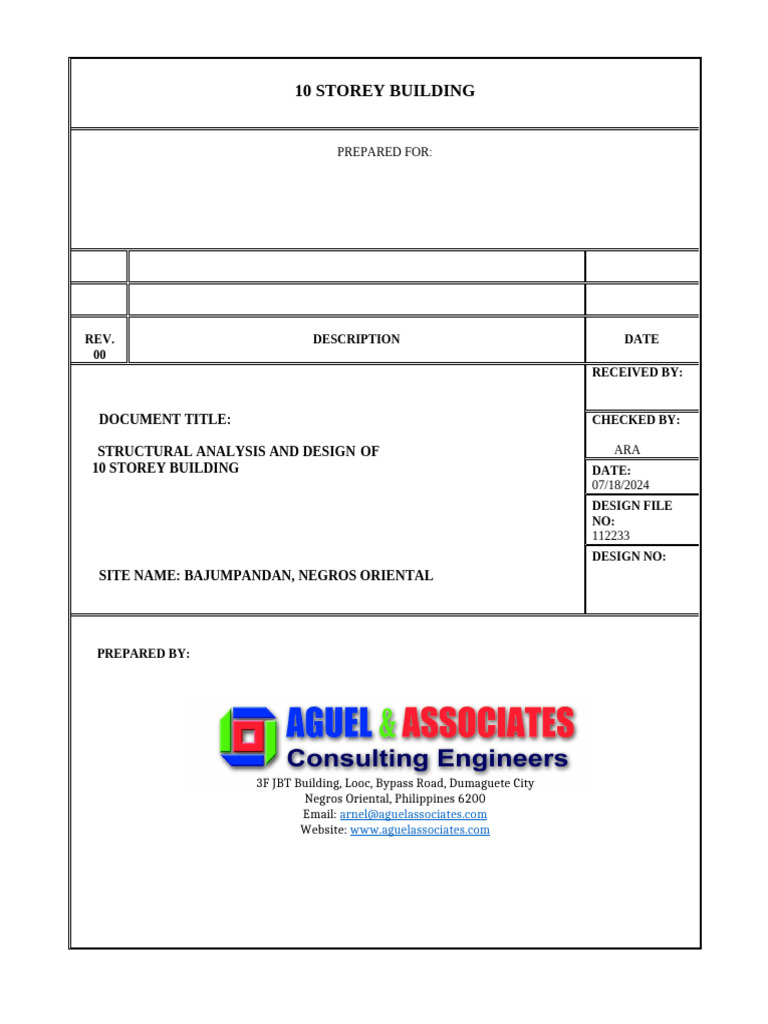 Structural Design of 10 Storey Building | PDF | Concrete | Pascal (Unit)
