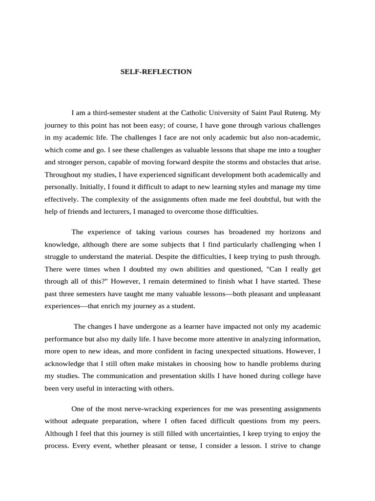 Student Self-Reflection on Growth | PDF | Learning | Cognition