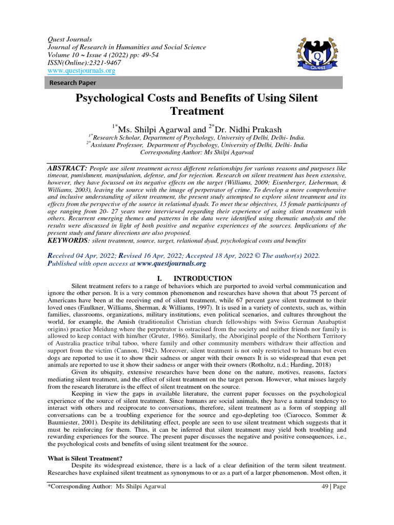 Psychological Costs and Benefits of Usin | PDF | Feeling | Psychology