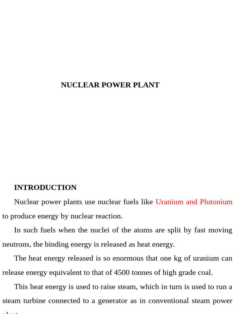 Nuclear Power Plant | PDF | Atoms | Atomic Nucleus