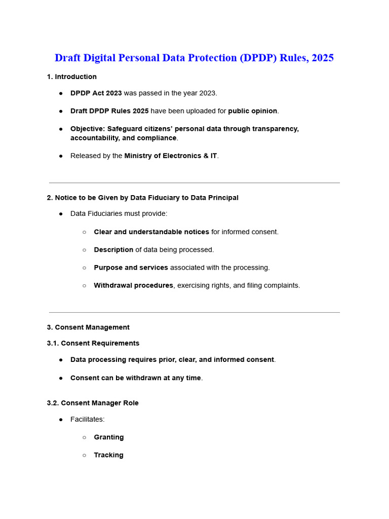 Draft DPDP Rules 2025 Overview | PDF | Privacy