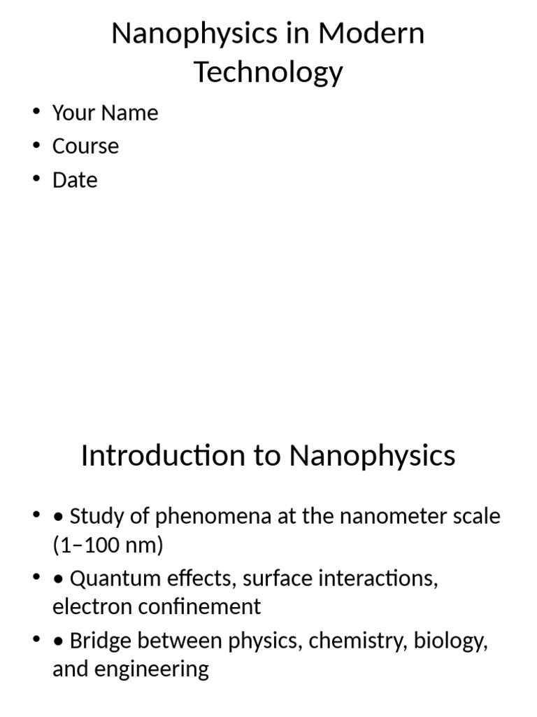 Introduction to Nanophysics | PDF | Nanotechnology | Nanomaterials