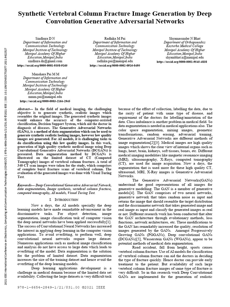 Synthetic Vertebral Column Fracture Image Generation by Deep ...