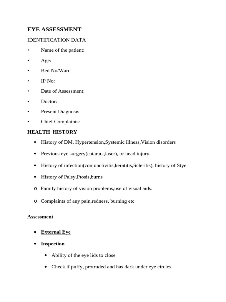 Eye Assessment | PDF