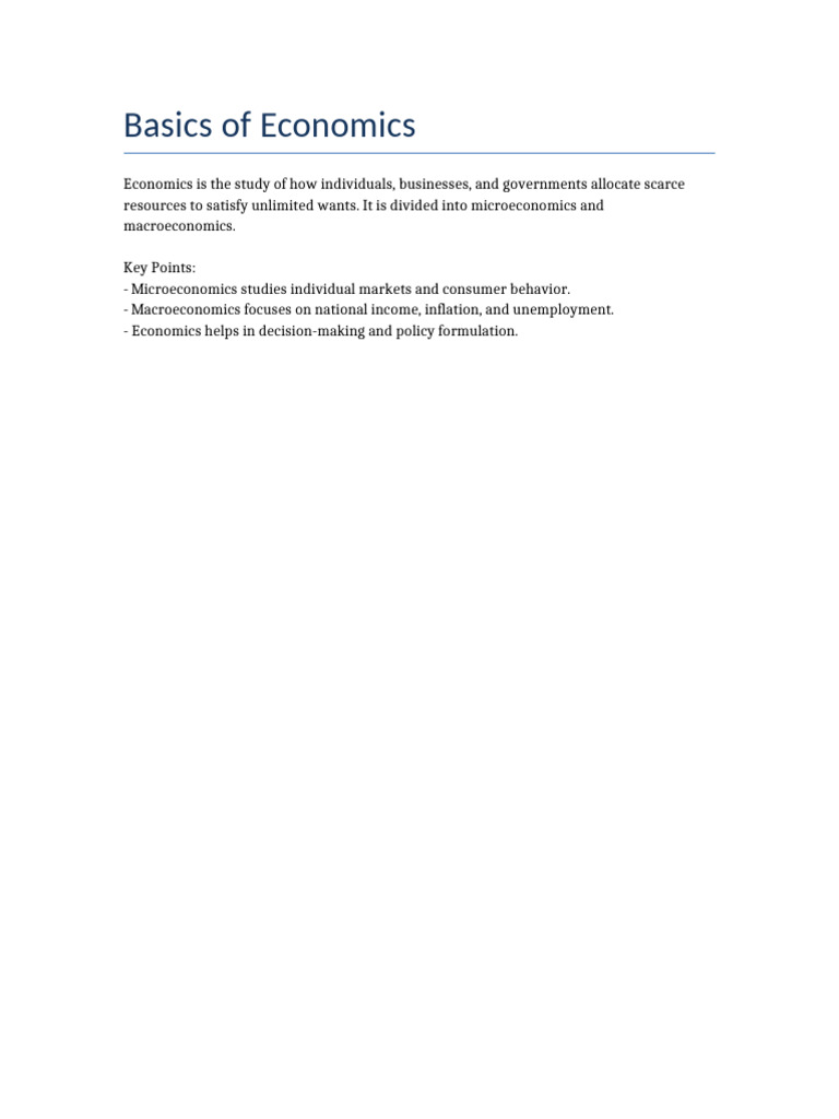 Basics of Economics | PDF