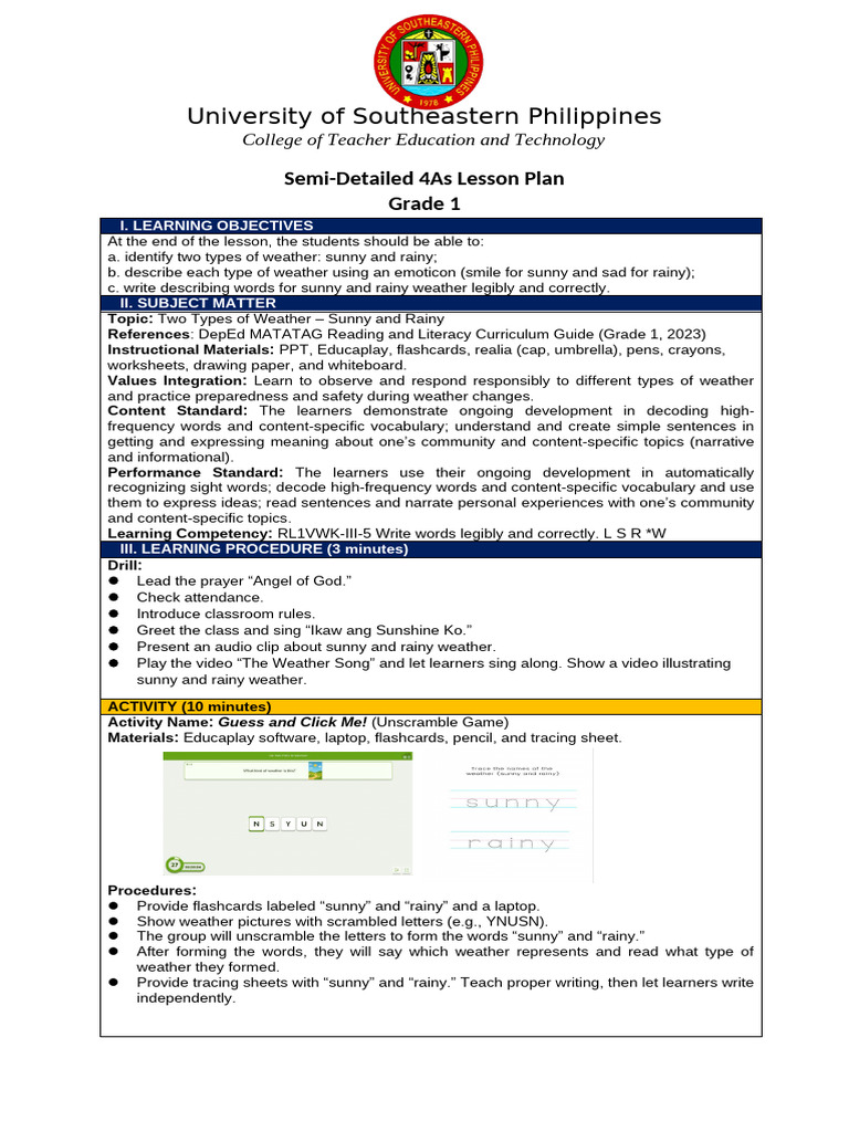JUAB DIANE M. 4as Semi Detailed Lesson Plan | PDF | Lesson Plan | Learning