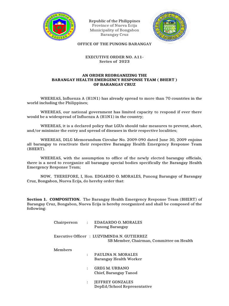 3.5.1 Barangay Health Emergency Response Team | PDF | Influenza | Medicine