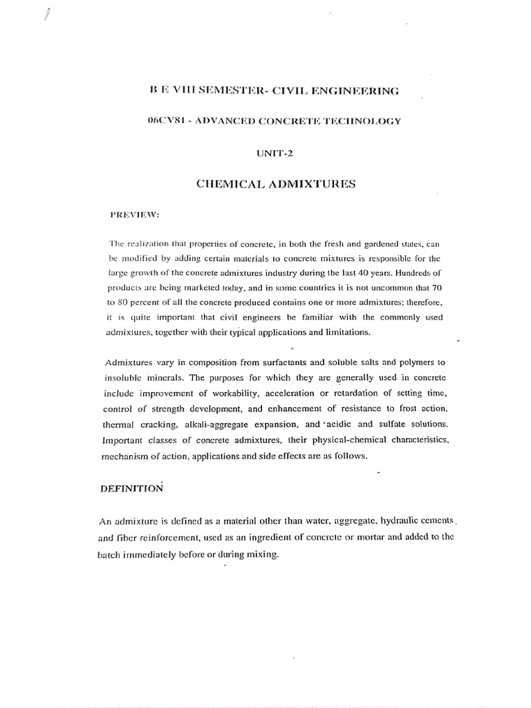 Chemical Admixture | PDF