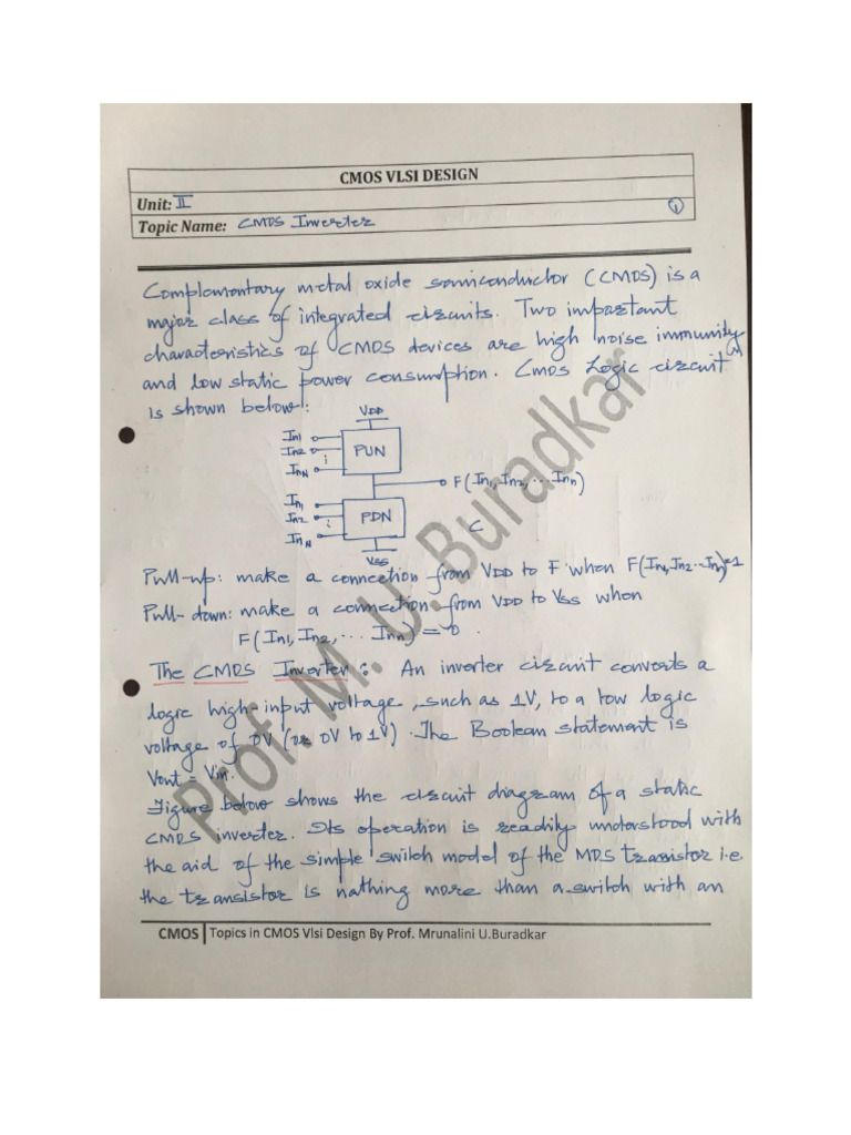 1.1 Cmos Inverter Operation DC Characteristics | PDF