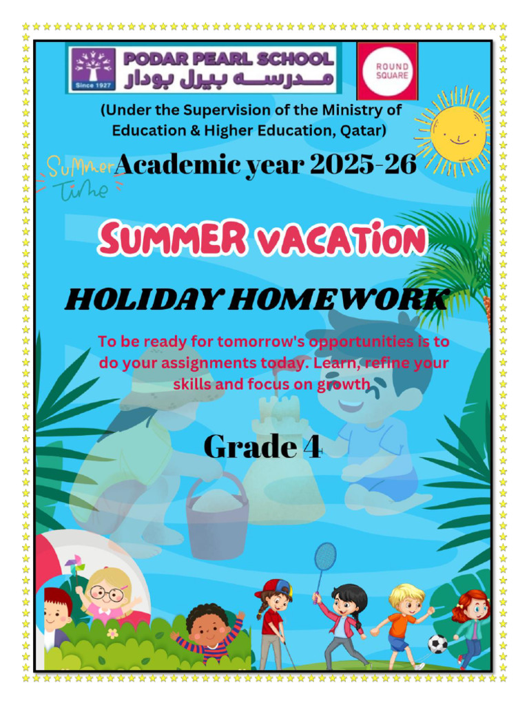 Grade 4 Summer Holiday Homework | PDF