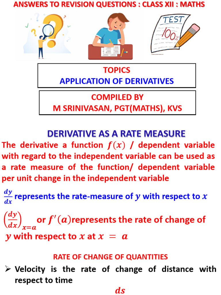 Application of Derivatives in Math | PDF | Mathematics | Mathematical ...