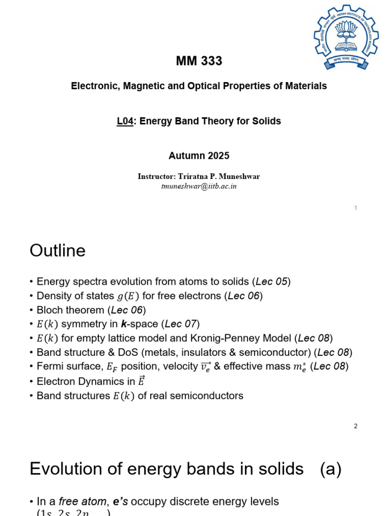 Energy Band Theory in Solids | PDF | Electronic Band Structure ...