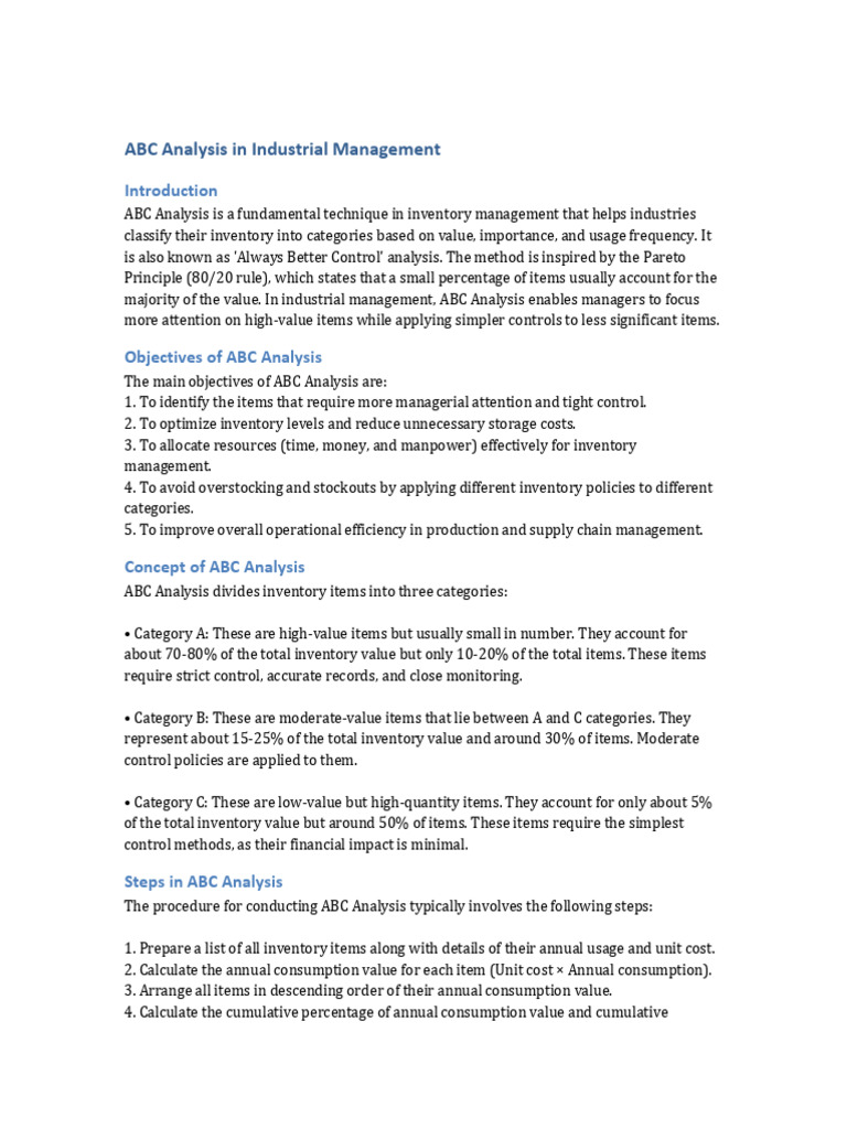 ABC Analysis for Inventory Management | PDF | Inventory | Economies
