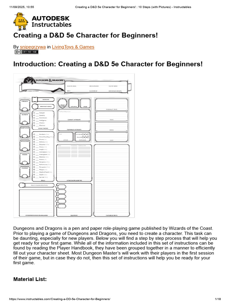 Creating A D&D 5e Character For Beginners! - 10 Steps (With Pictures) - Instructables | PDF ...