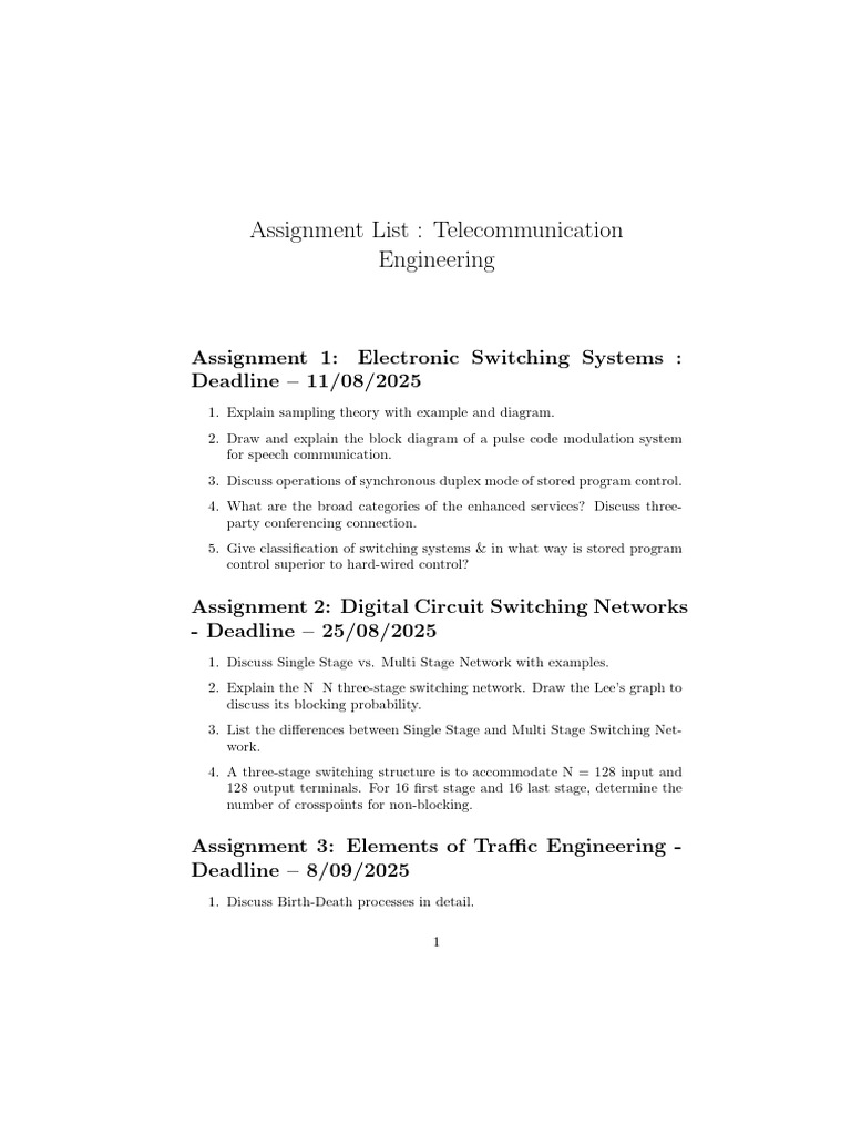 Assignment | PDF | Computer Network | Public Switched Telephone Network