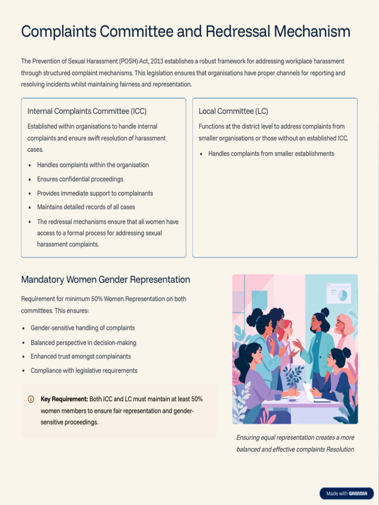 Complaints Committee and Redressal Mechanism | PDF | Harassment ...
