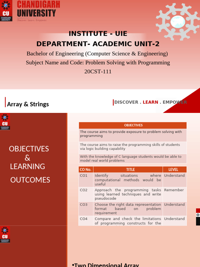 Lecture 5 2D Array | PDF | Computer Programming | Integer (Computer ...