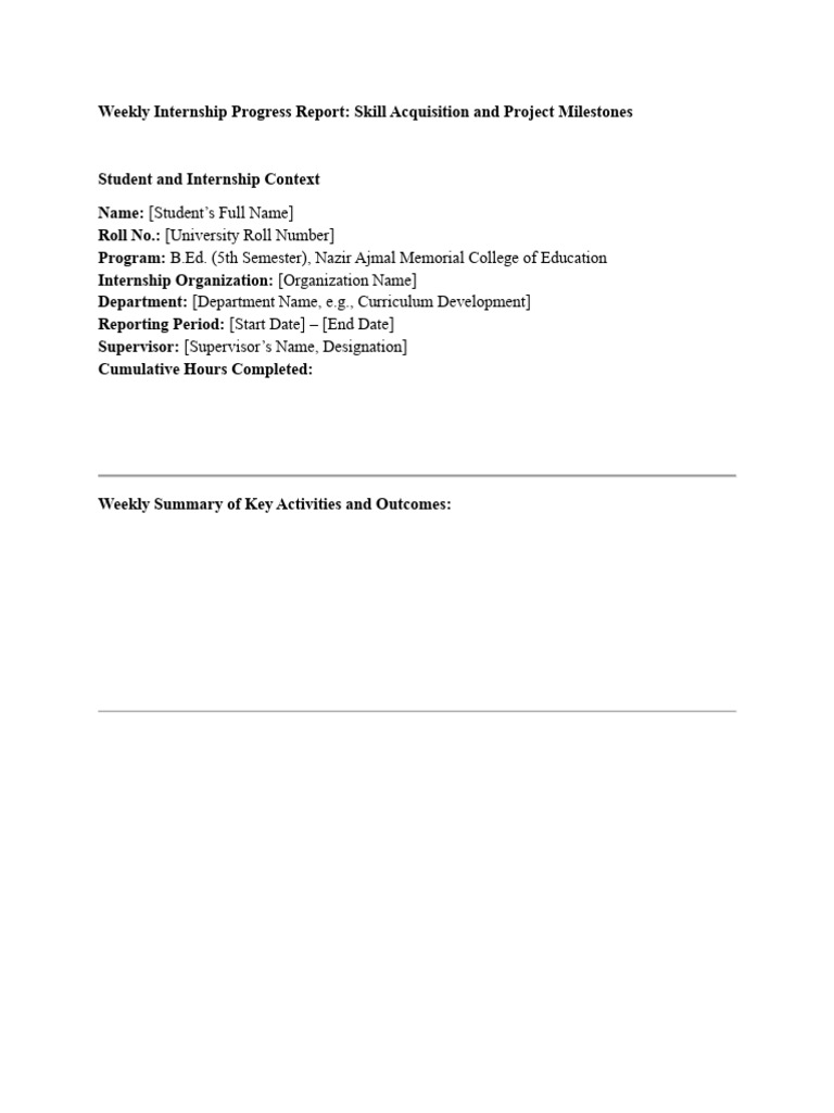 Weekly Internship Progress Report | PDF