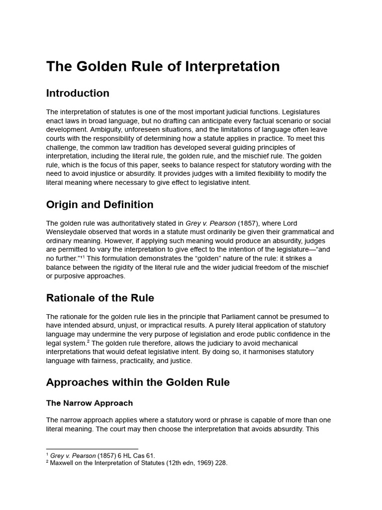 Golden Rule of Statutory Interpretation | PDF | Statutory ...