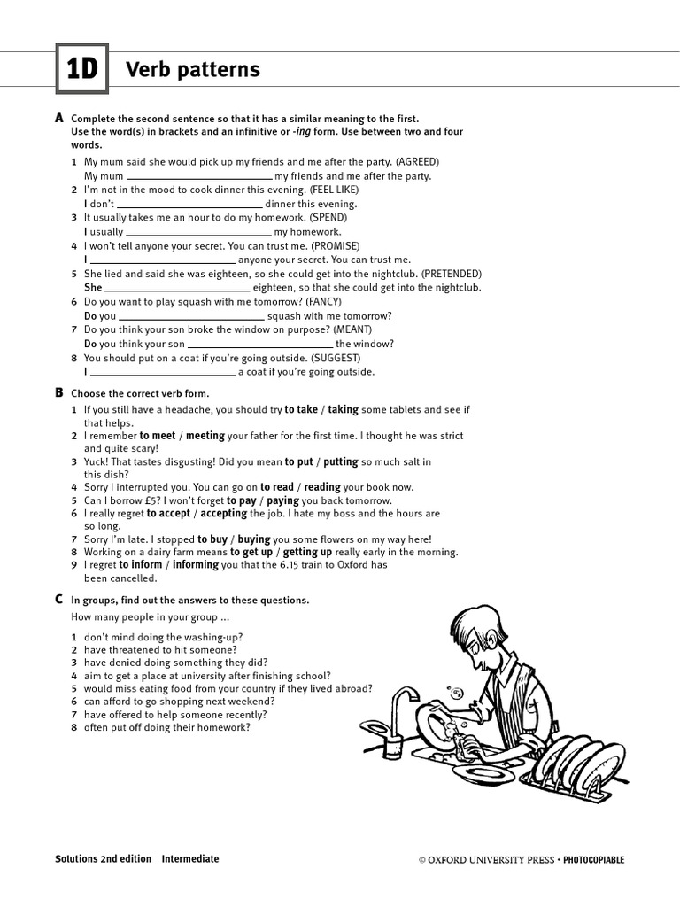 1D Grammar - Verb Patterns | PDF | Linguistics | Syntax