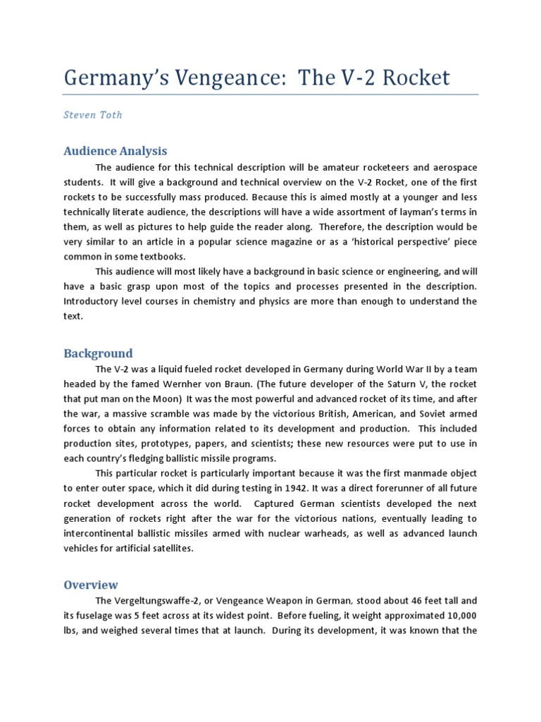 V2 Technical Description | PDF | V 2 Rocket | Rocket