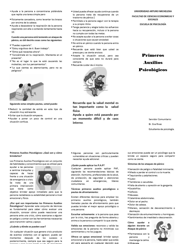 Triptico Primeros Auxilios Psicologicos | PDF | Las emociones | Ataque de pánico