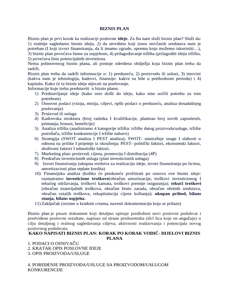 Kako Napisati Biznis Plan | PDF