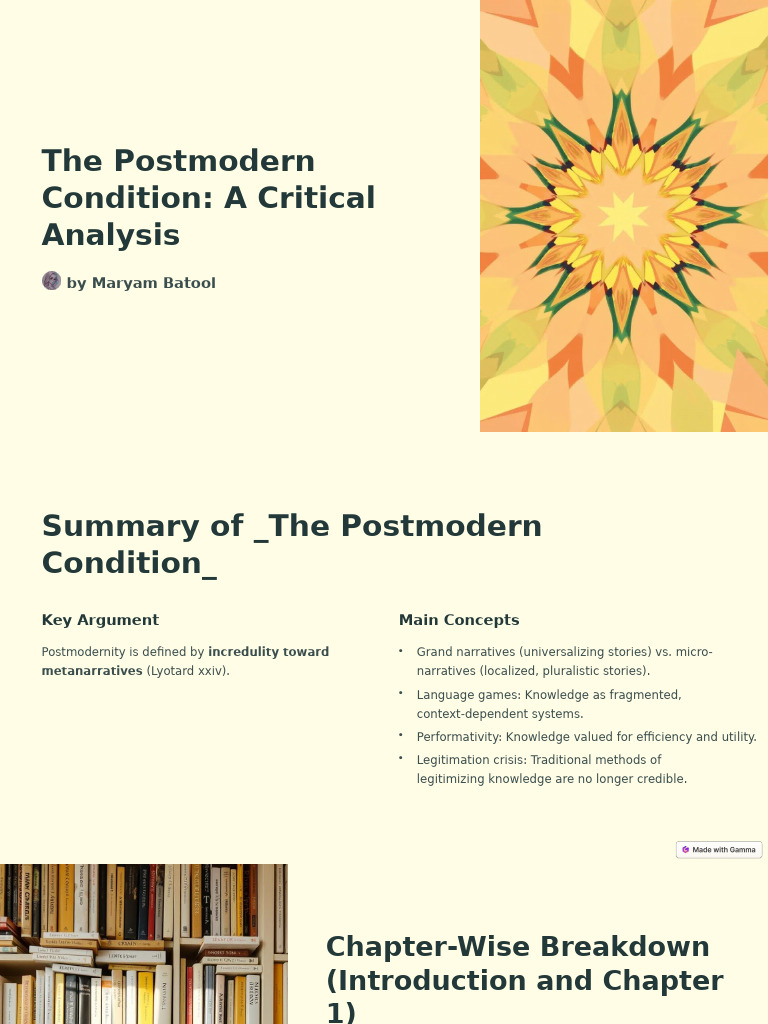 9 The Postmodern Condition A Critical Analysis | PDF | Jean François ...