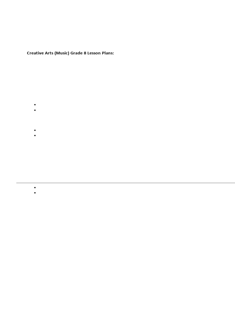 Grade 8 Creative Art Music Lesson Plans | PDF | Rhythm | Musical Notation