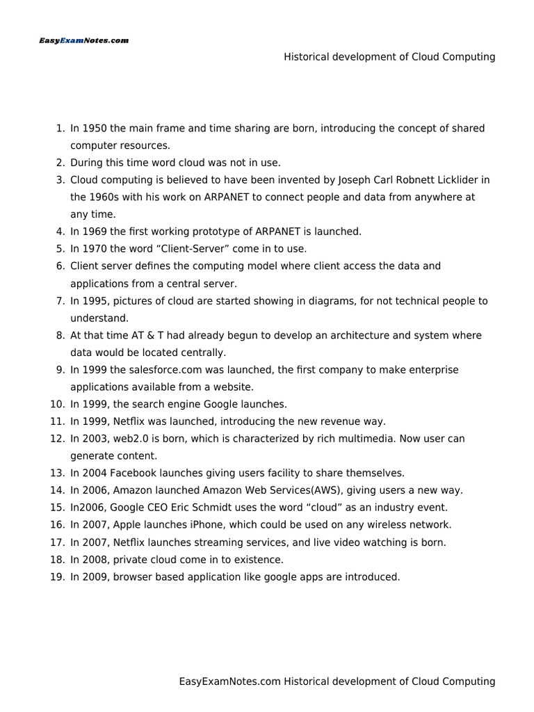 History of Cloud Computing Development | PDF | Cloud Computing ...