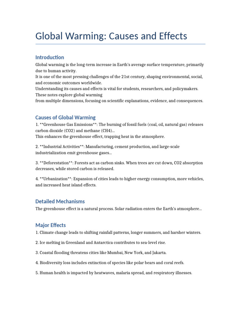 Global Warming: Causes & Consequences | PDF