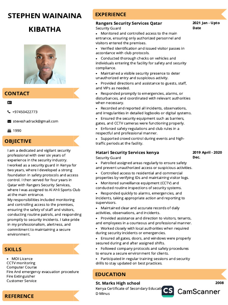 Resume 24 05 2025 07 01 16 Am (1) 250911 001109 | PDF | Security Guard ...