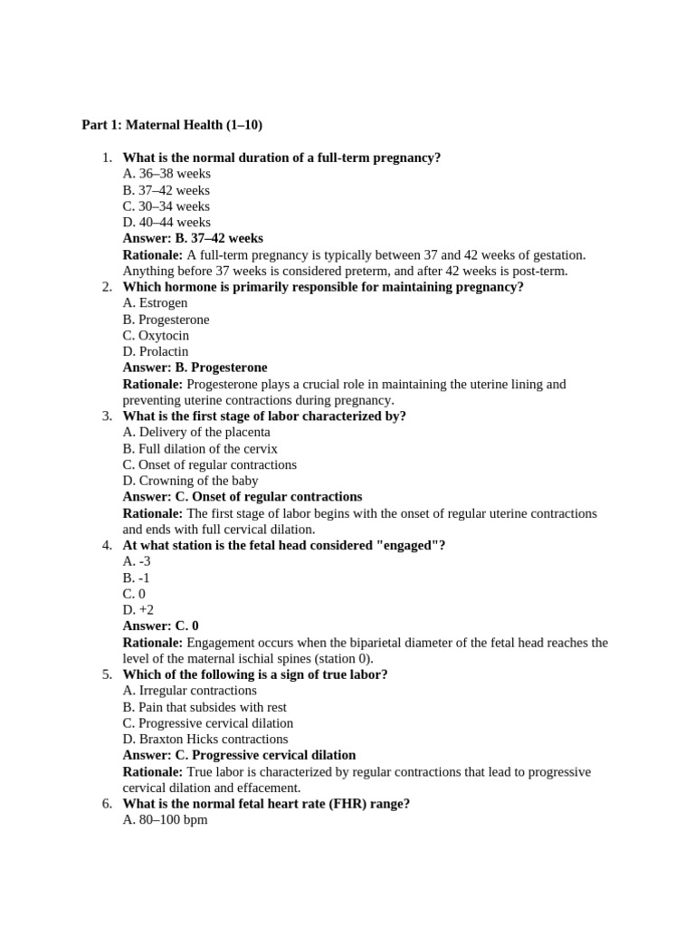 Final Exam Midwifery Rationale | PDF | Breast Milk | Pregnancy