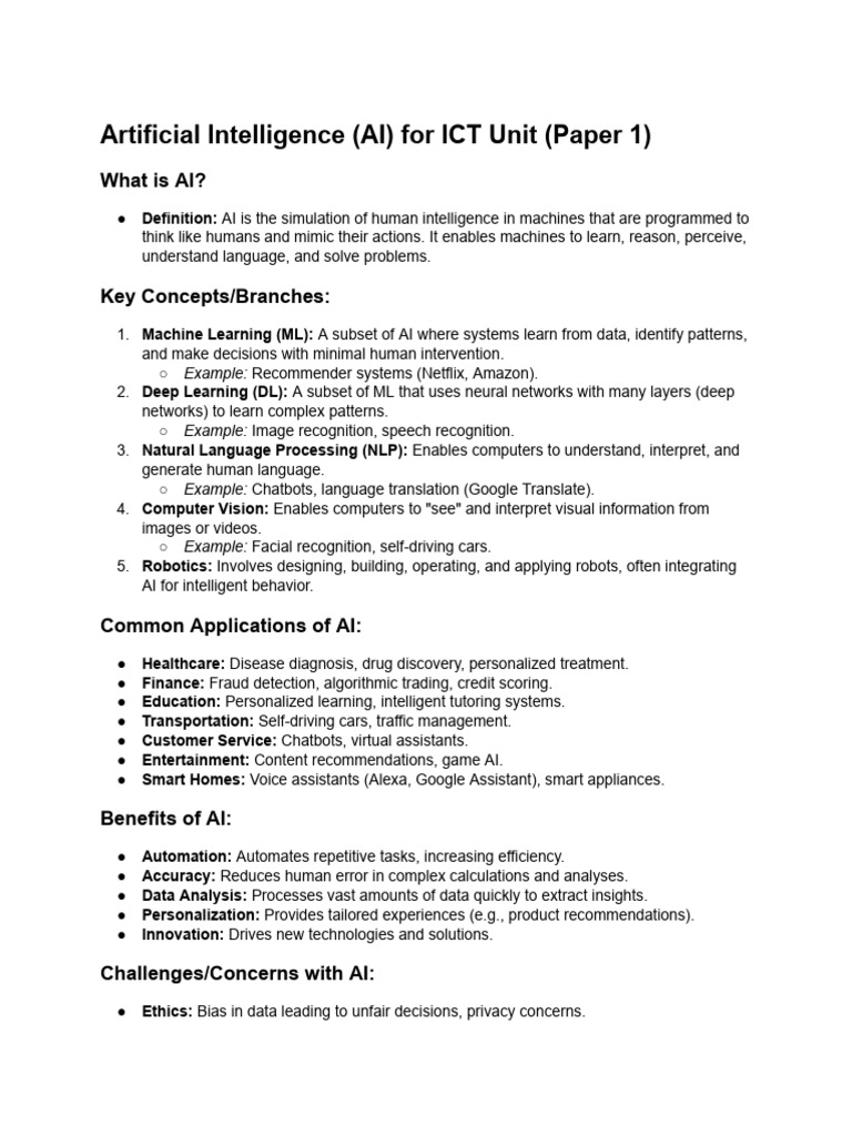 Understanding AI in ICT: Key Concepts | PDF | Artificial Intelligence ...