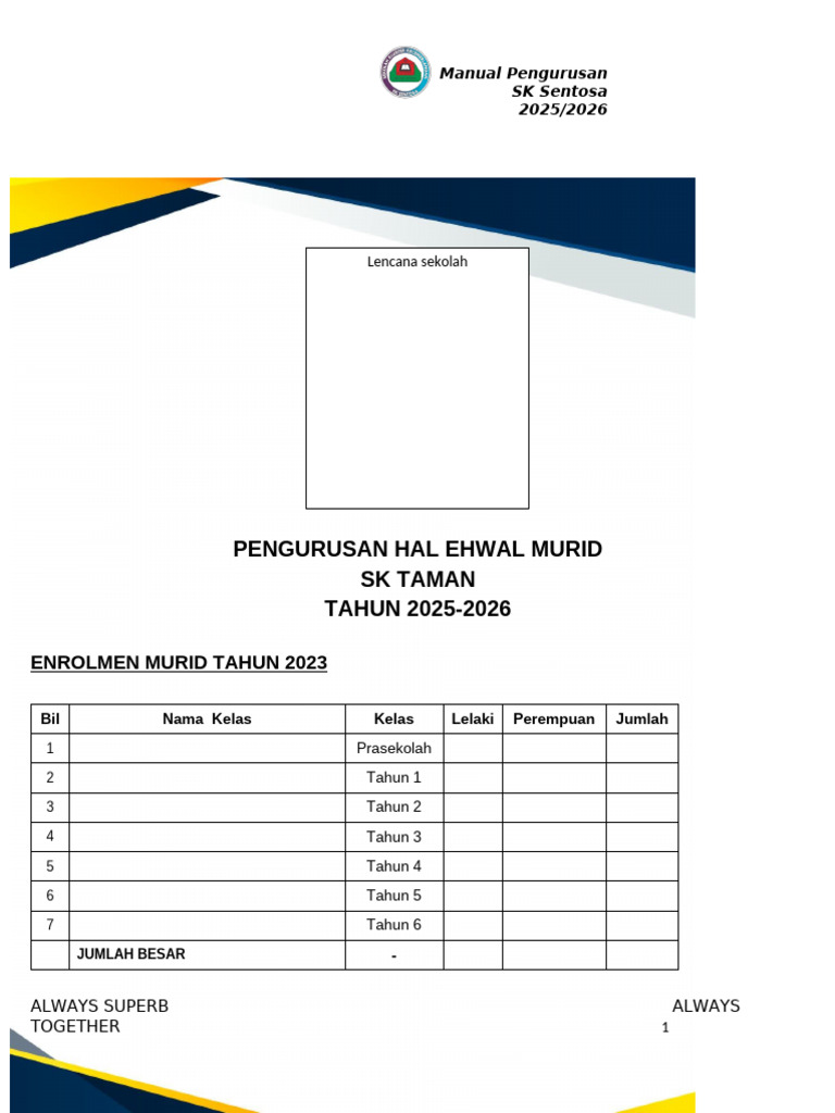 Pengurusan Hem SK Sentosa 2025 2026 | PDF
