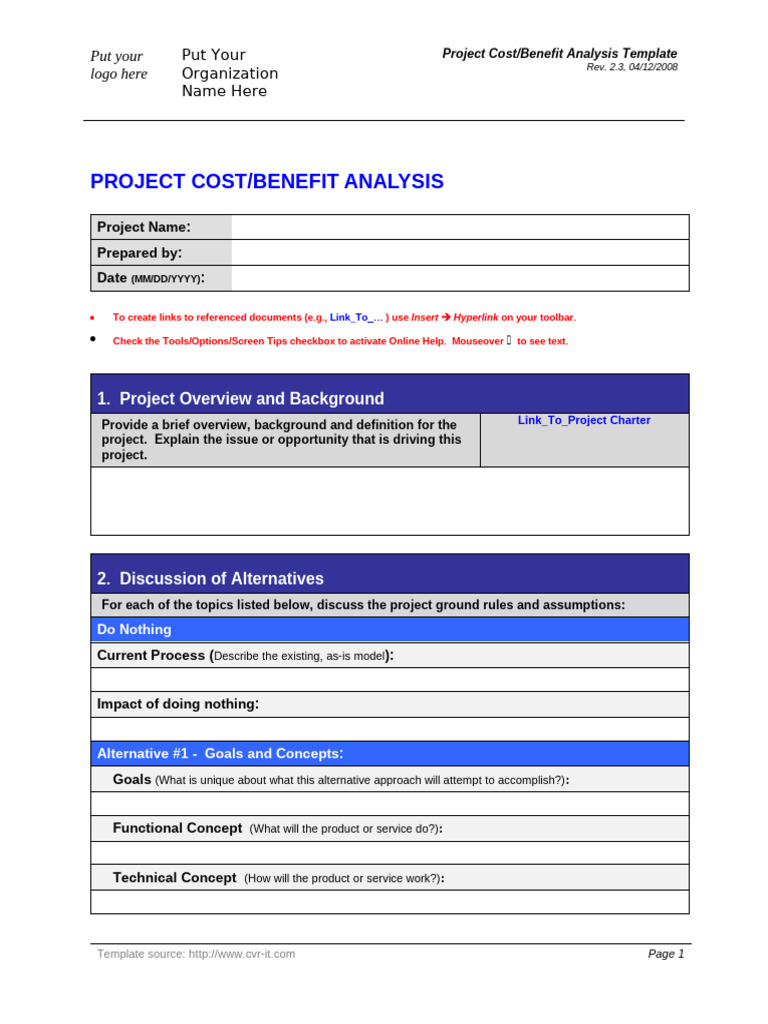 Project Cost/Benefit Analysis Template | PDF | Risk | Return On Investment