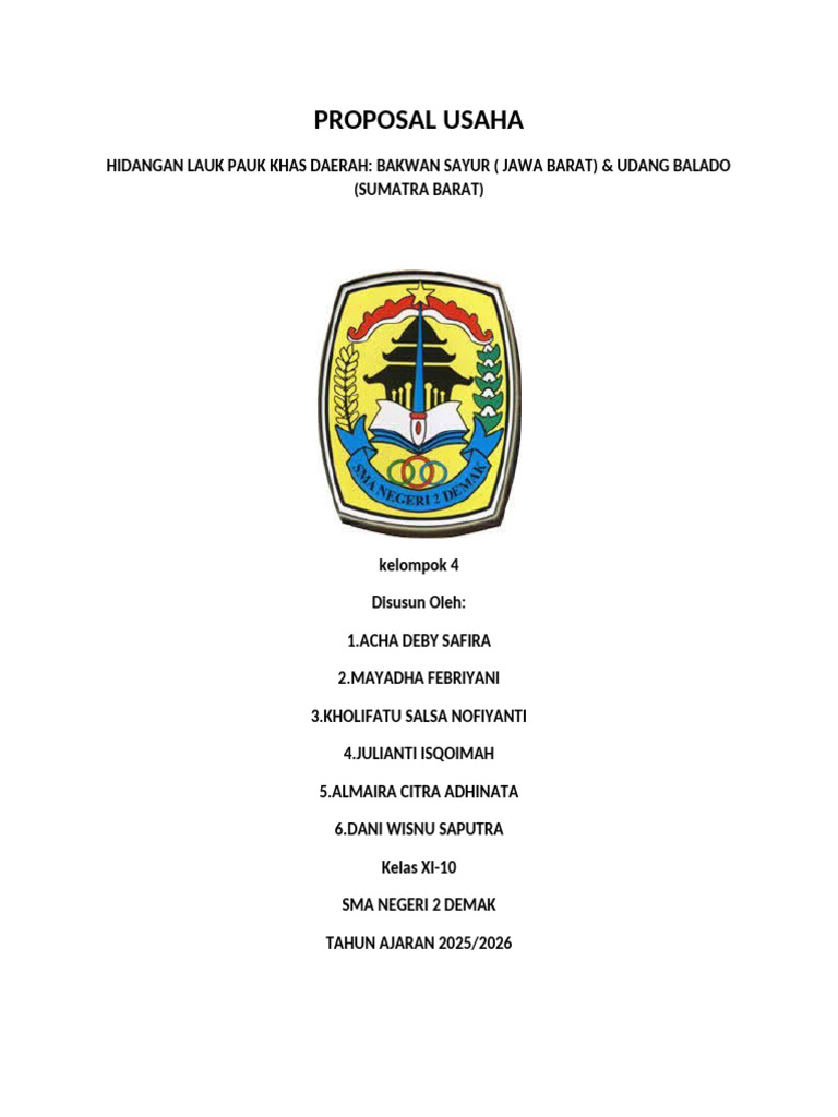 Proposal Usaha Kuliner Tradisional Indonesia | PDF