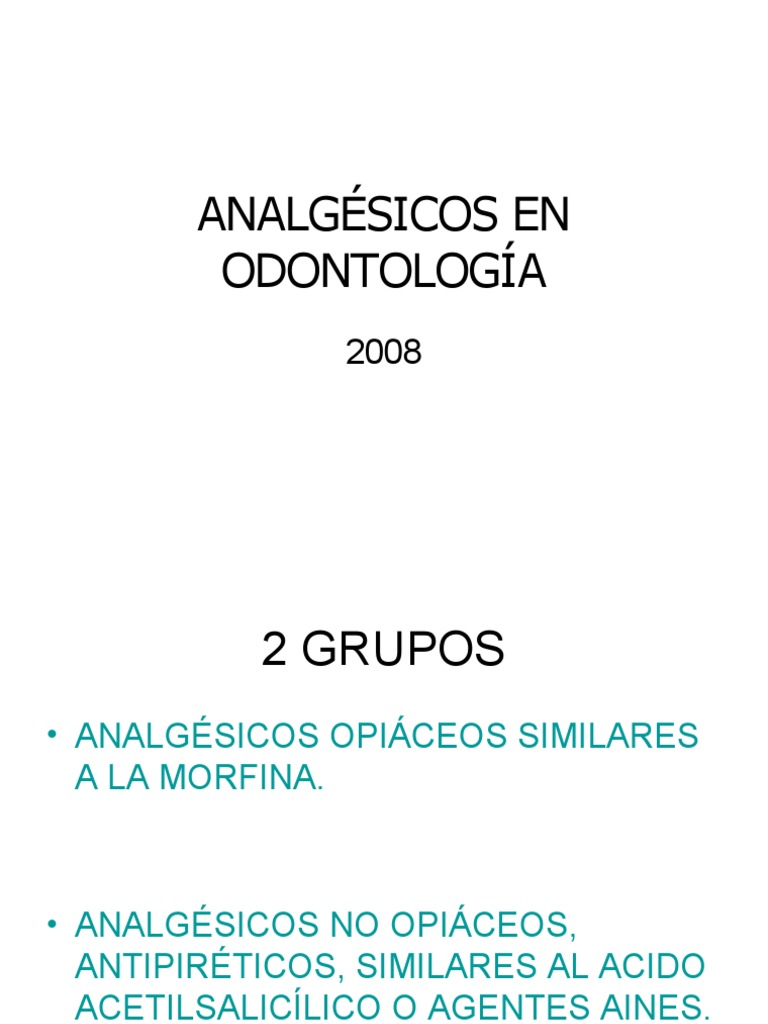 Analgesicos en Odontologia | PDF | El manejo del dolor | Pfizer