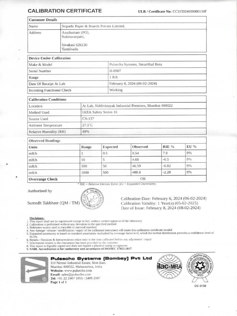 Radiation Survey Meter-Pulsecho Systems - Smartrad-Db-914 | PDF