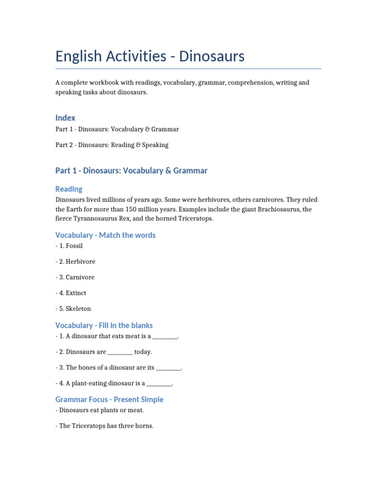 Dinosaurs Combined Workbook | PDF | Dinosaurs | Tyrannosaurus