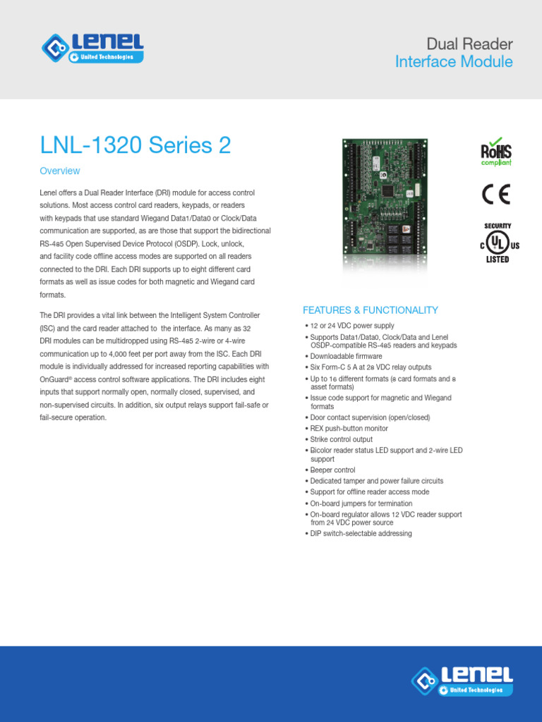 LNL-1320 Dual Reader Interface Overview | PDF | Access Control | Power ...