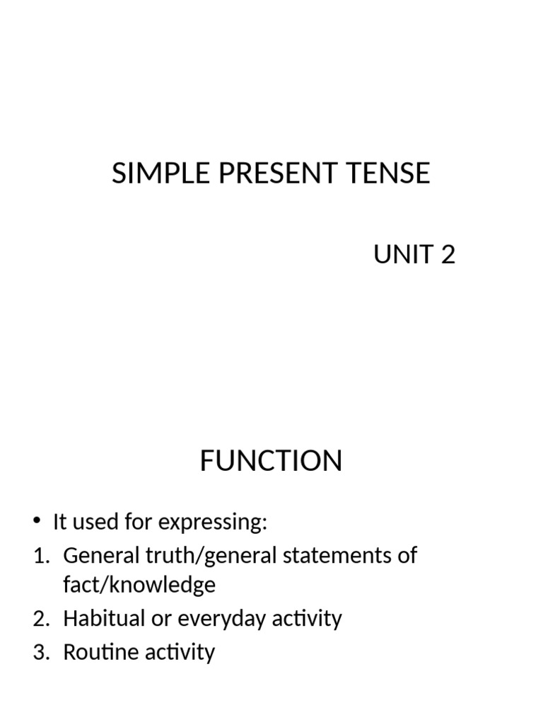 Unit 1. Present Tense For Students | PDF | Verb | Subject (Grammar)