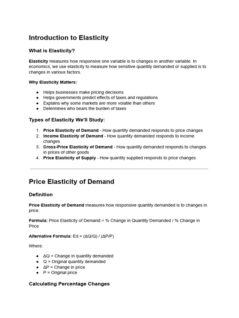 Understanding Elasticity in Economics | PDF | Elasticity (Economics ...