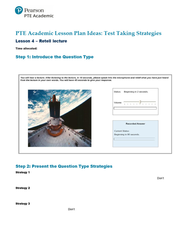 L4 Retell Lecture PTEA Lessons Strategies Updated | PDF | Speech ...