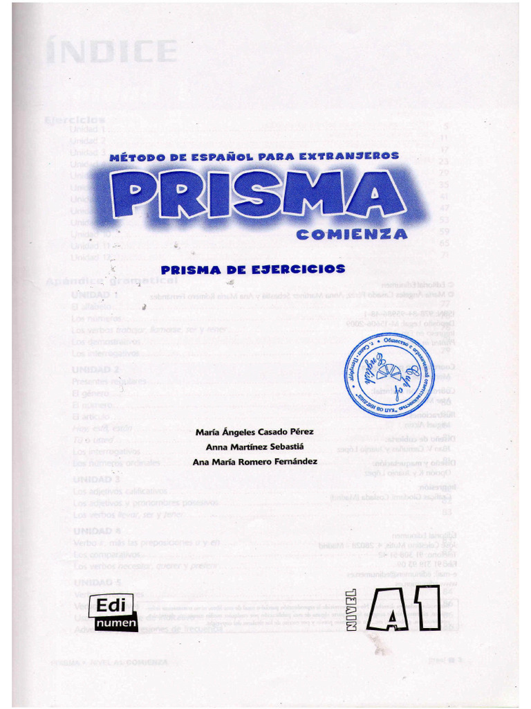 Prisma Comienza A1 Libro - de - Ejercicios Unidades 1-5 | PDF