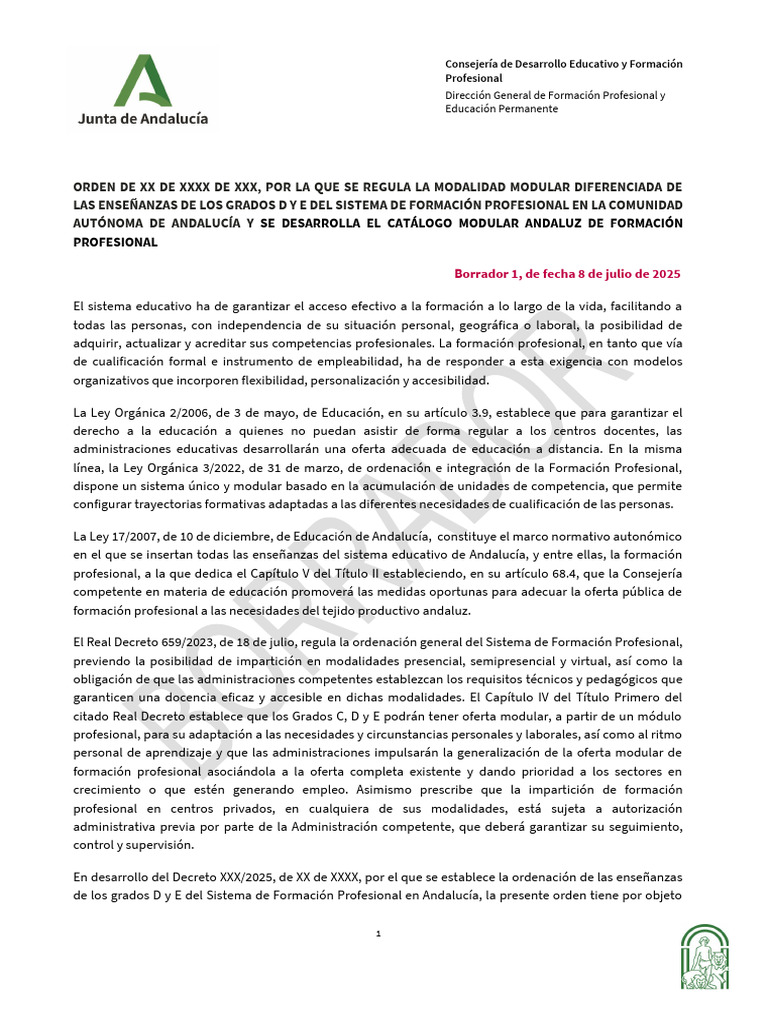 Se Desarrolla El Catálogo Modular Andaluz de Formación Profesional | PDF | Evaluación | Enseñando