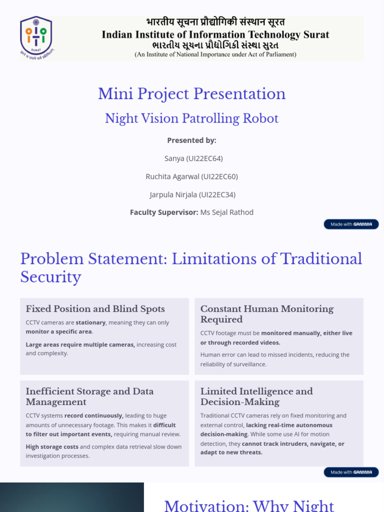 Night Vision Patrolling Robot Project | PDF | Surveillance | Robot