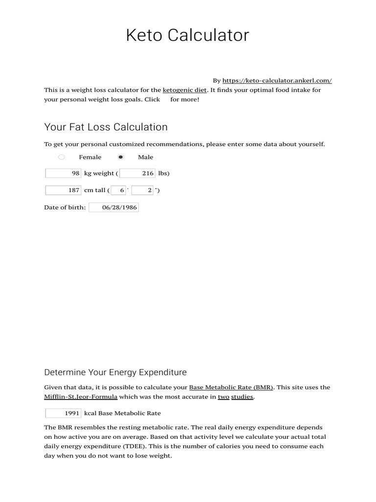 Keto Calculator - Learn Your Macros On The Ketogenic Diet | PDF ...